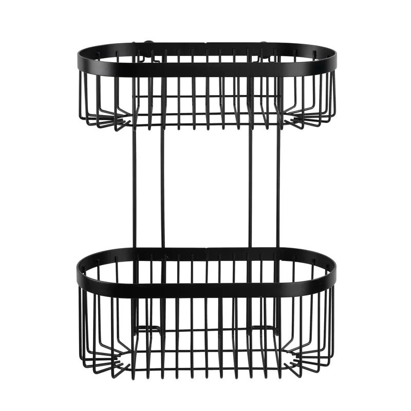 Black 2-Tier Wire Shower Basket