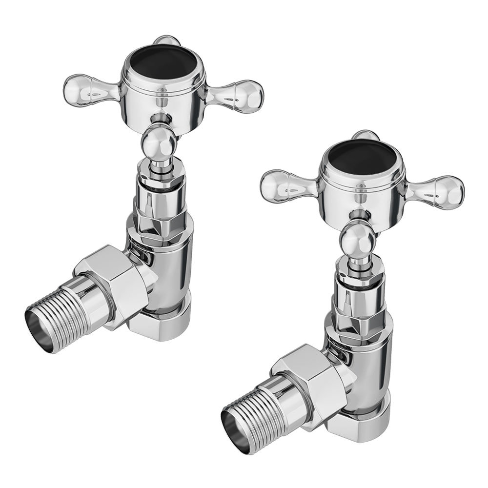 Ashford Black Angled Traditional Radiator Valves | Victorian Plumbing UK