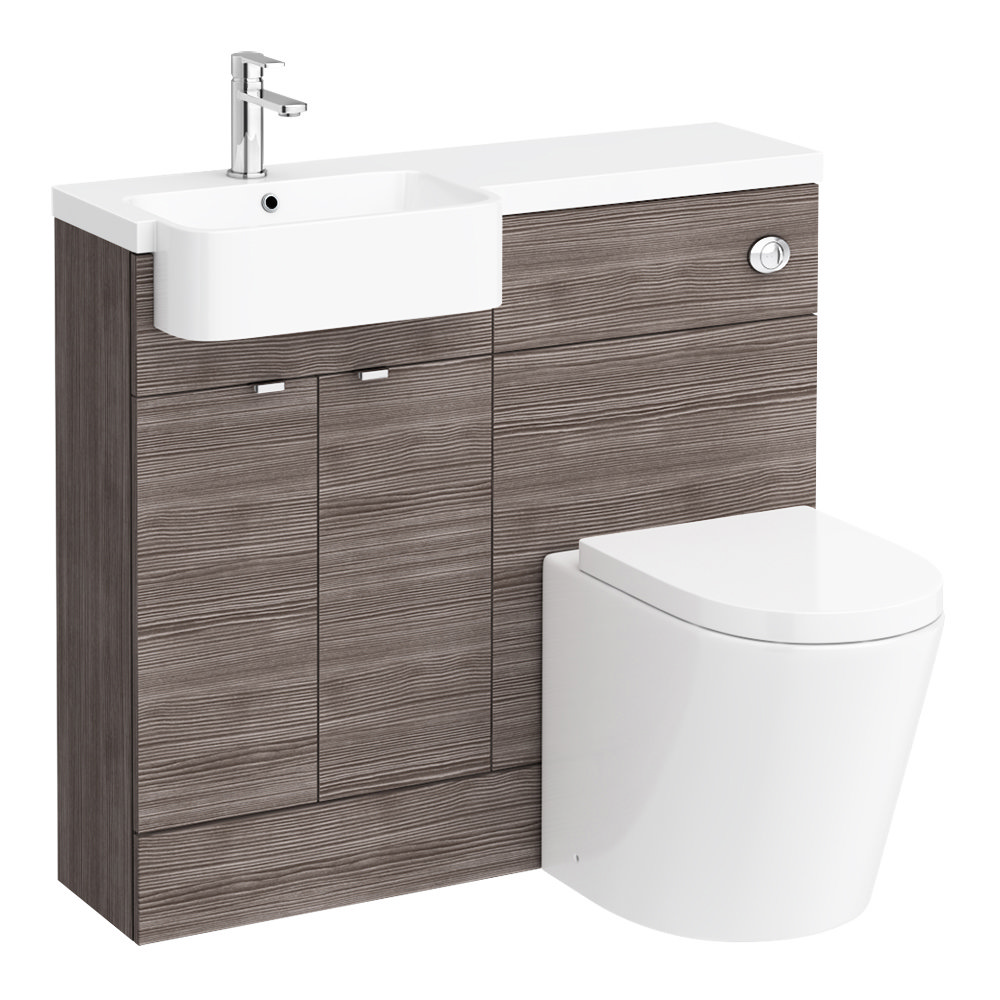 Brooklyn 1000 Grey Avola Semi-Recessed Combination Unit (Round Basin ...