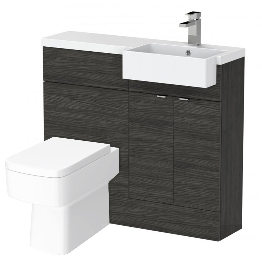 Brooklyn 1000 Black Semi-Recessed Combination Unit (Square Basin ...