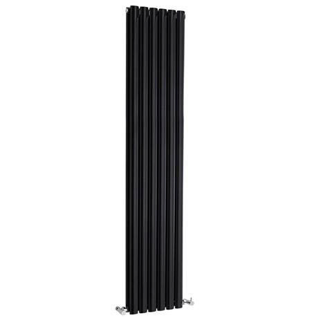 Metro Vertical Radiator - Gloss Black - Double Panel (1800mm High)