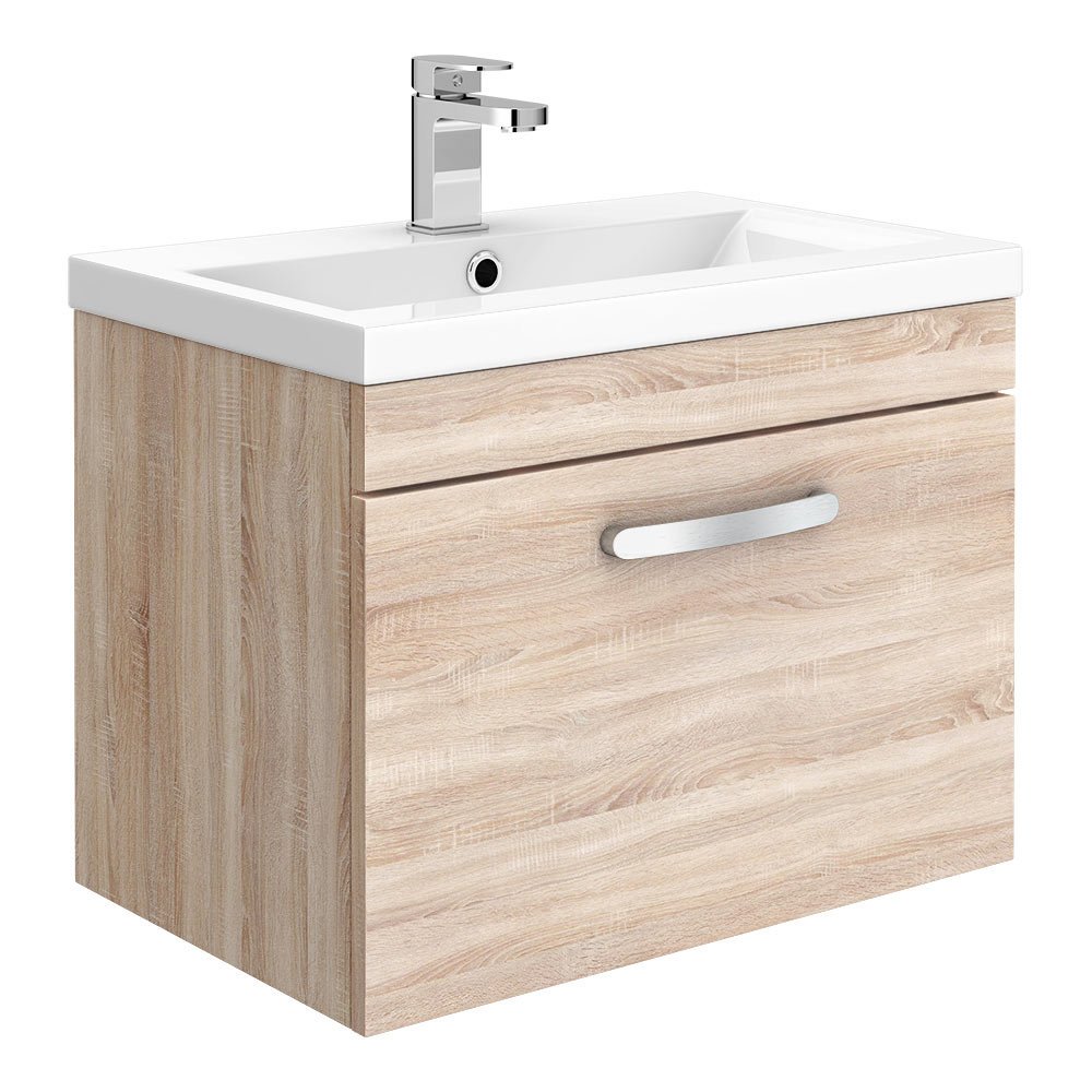 Brooklyn 500mm Natural Oak Wall Hung Vanity Unit - Single Drawer ...