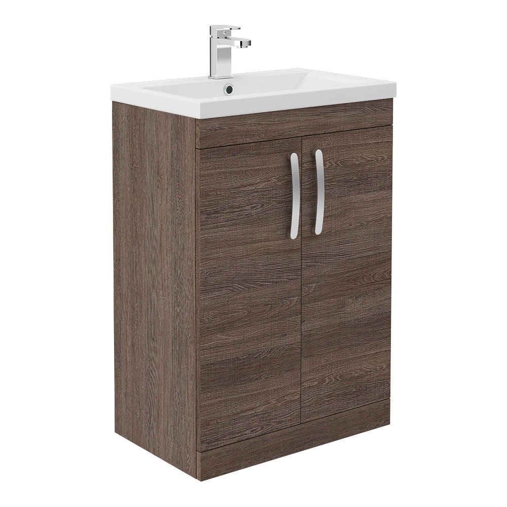 Brooklyn 600mm Mid Oak Vanity Unit - Floor Standing 2 Door Unit ...
