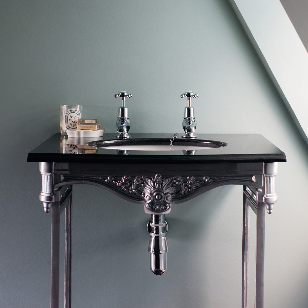 Burlington Georgian Black Granite Basin with Polished Aluminium Wash ...
