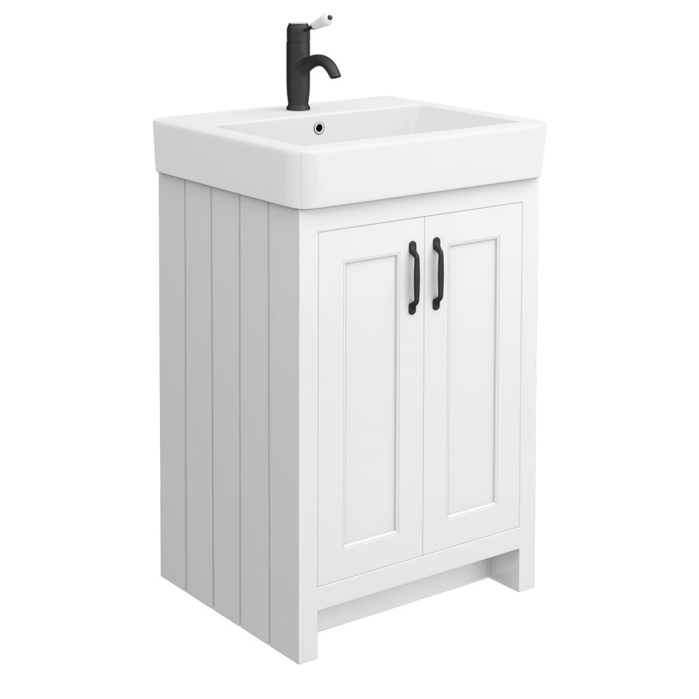 Chatsworth Traditional White Vanity - 560mm Wide with Matt Black ...