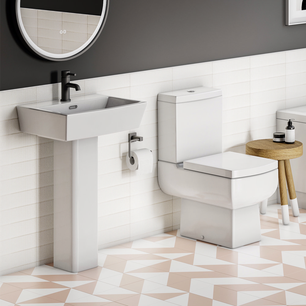 Cubo Basin + Full Pedestal (520mm Wide - 1 Tap Hole)