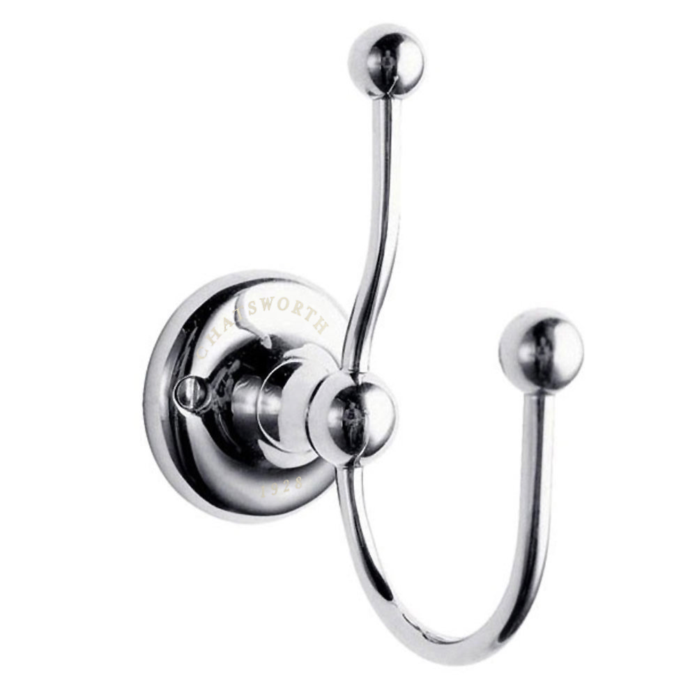 Chatsworth Traditional Chrome Double Robe Hook at Victorian Plumbing UK