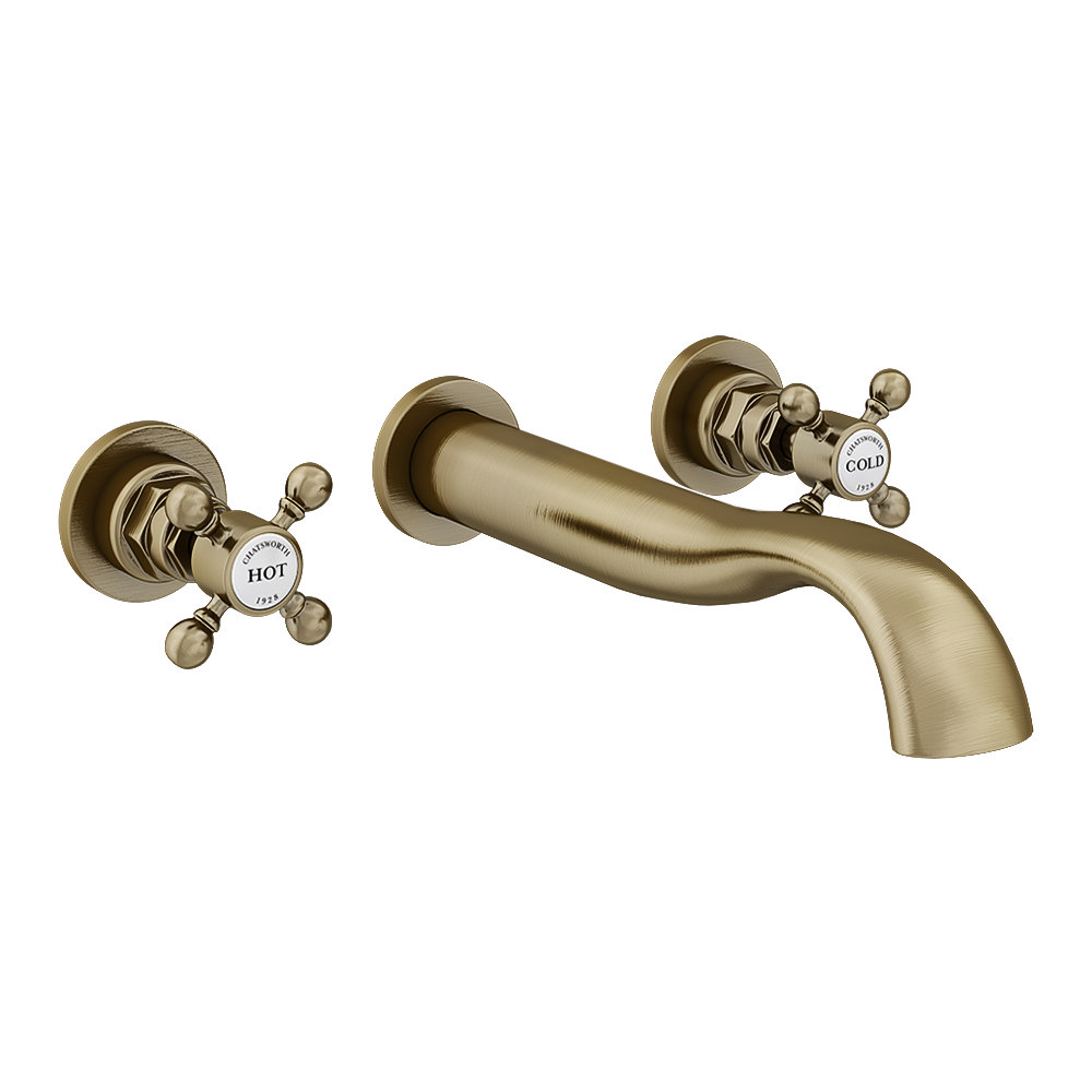 Chatsworth 1928 Antique Brass Wall Mounted Crosshead Bath Filler Tap ...