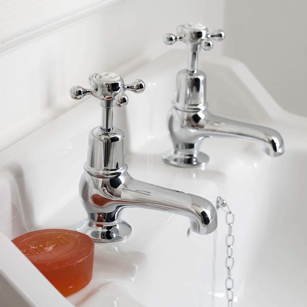 Burlington Claremont - Chrome 3" Basin Taps - CL1 at Victorian Plumbing UK