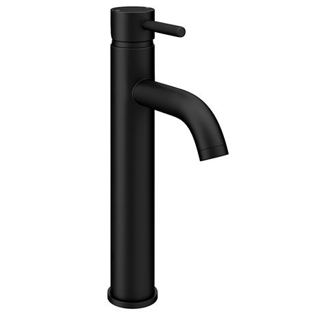 Arezzo Round Matt Black High Rise Mono Basin Mixer Tap | Victorian ...