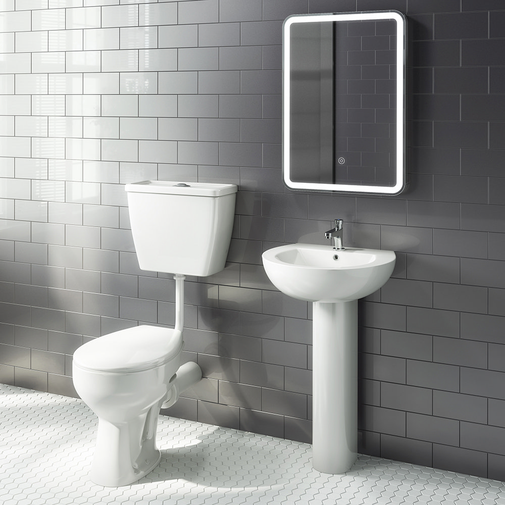 Cove 4 Piece Bathroom Suite (Low Level Toilet incl. Push Button Cistern ...