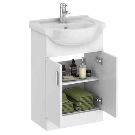 Cove 1850mm Double Basin Vanity Unit Suite (High Gloss White - Depth ...