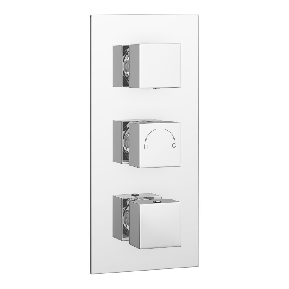 Milan Triple Square Concealed Thermostatic Shower Valve - Chrome at ...