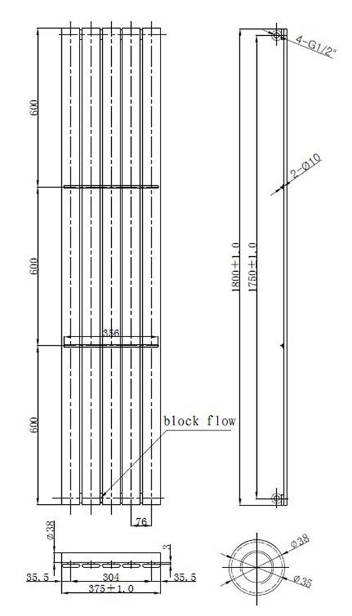 Urban 1800mm Chrome Single Panel Vertical Radiator - Various Widths ...