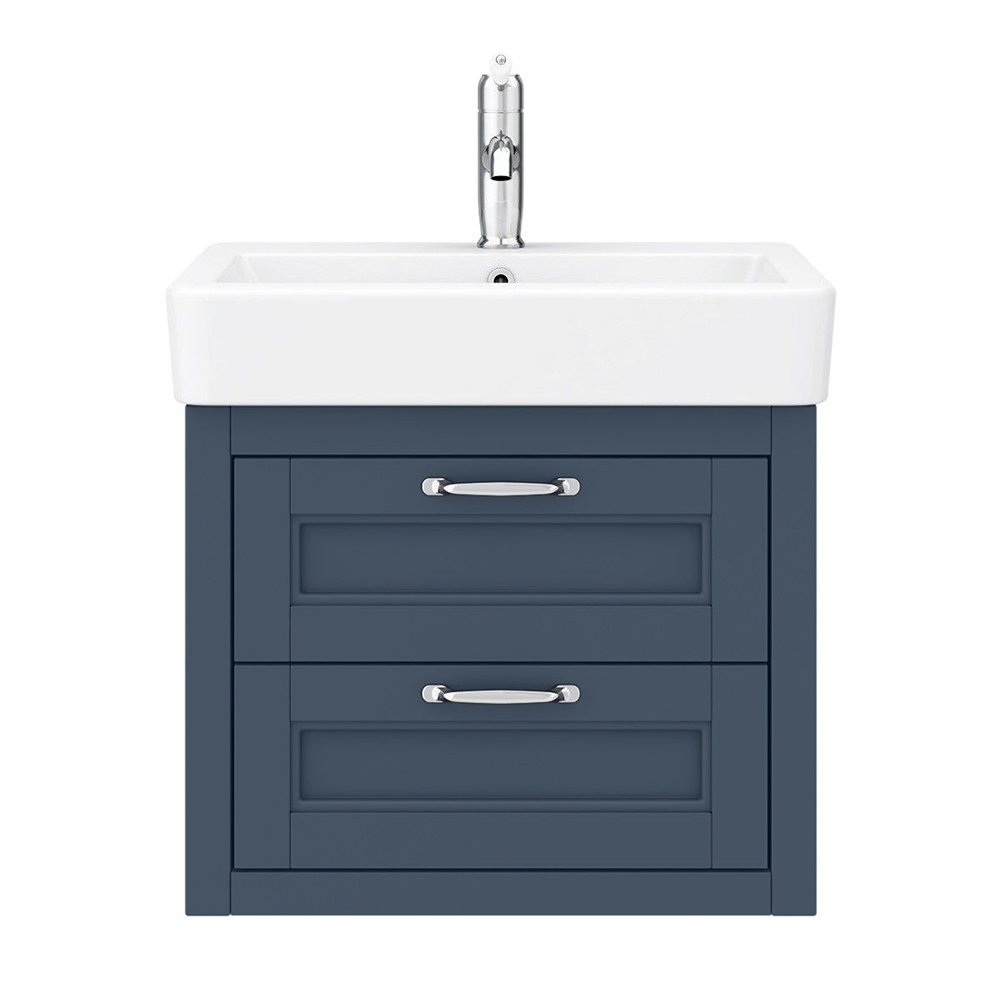 Chatsworth Traditional Blue 560mm 2 Drawer Wall Hung Vanity | Victoer