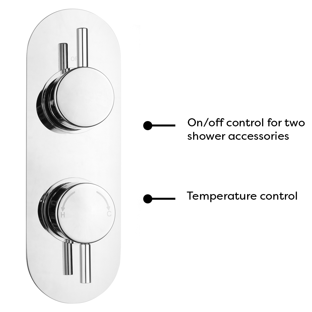 Cruze Chrome Round Twin Concealed Shower Valve w. Diverter + Oval ...