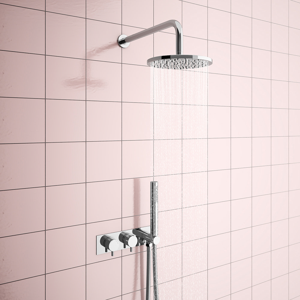 Cruze Round Wall Mounted Thermostatic Shower Valve with Handset ...