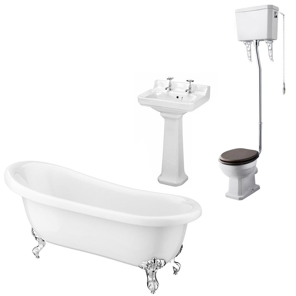 Carlton High Level Bathroom Suite + Roll Top Bath | Victorian Plumbing