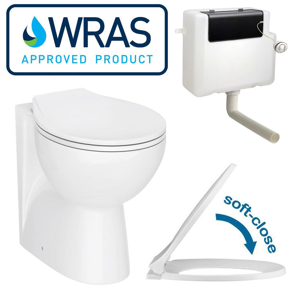 Ceramic BTW Toilet Pan with Soft-Close Seat & Dual Flush Concealed ...