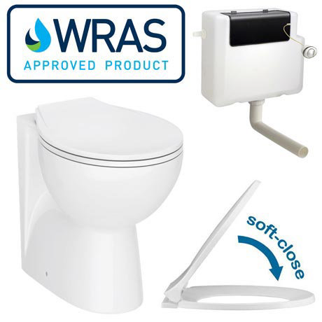 Ceramic BTW Toilet Pan with Soft-Close Seat & Dual Flush Concealed ...