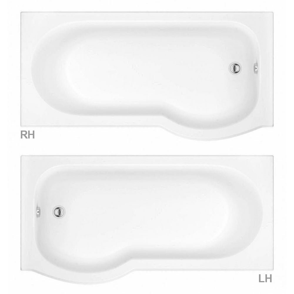 Cruze P Shaped Shower Bath - 1700mm Inc. Screen with Rail + Panel ...