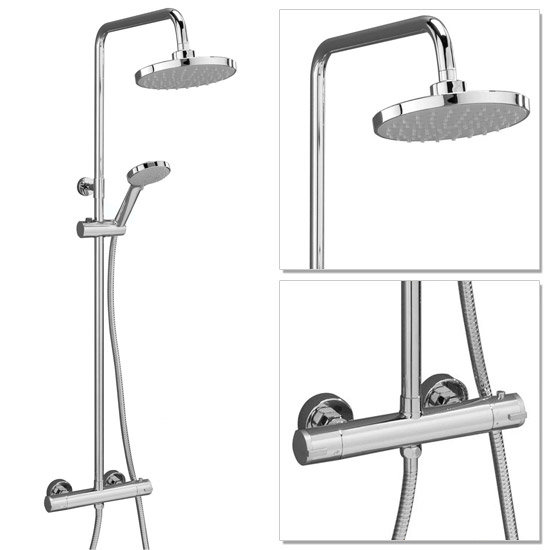 Cruze Round Thermostatic Bar Shower Valve & Riser Kit - Chrome at ...