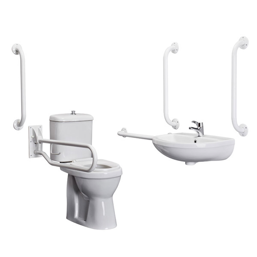 Milton Doc M Pack - Accessible Bathroom Toilet, Basin + White Grab ...