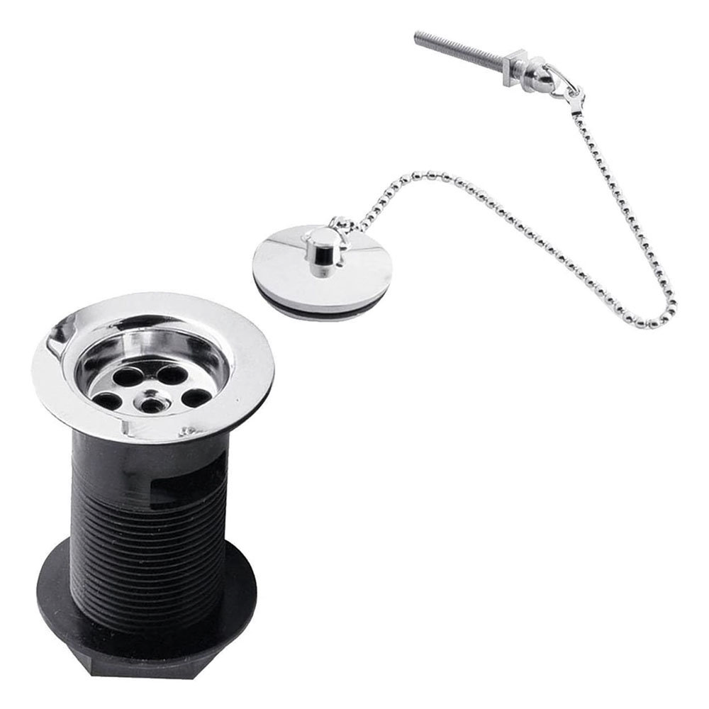 Hudson Reed Contract Basin Waste with brass plug & ball chain ( chrome ...