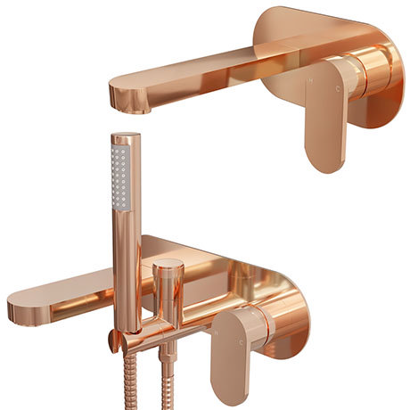 Elite Rose Gold Wall Mounted Tap Package (Bath + Basin Tap) | Victorian ...