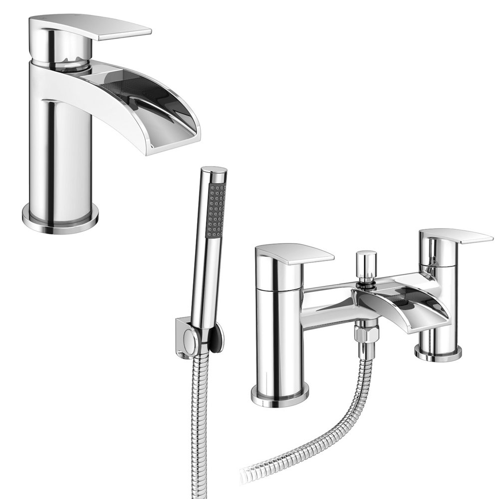 Enzo Waterfall Tap Package (Bath Shower Mixer + Basin Tap) | Victorian ...