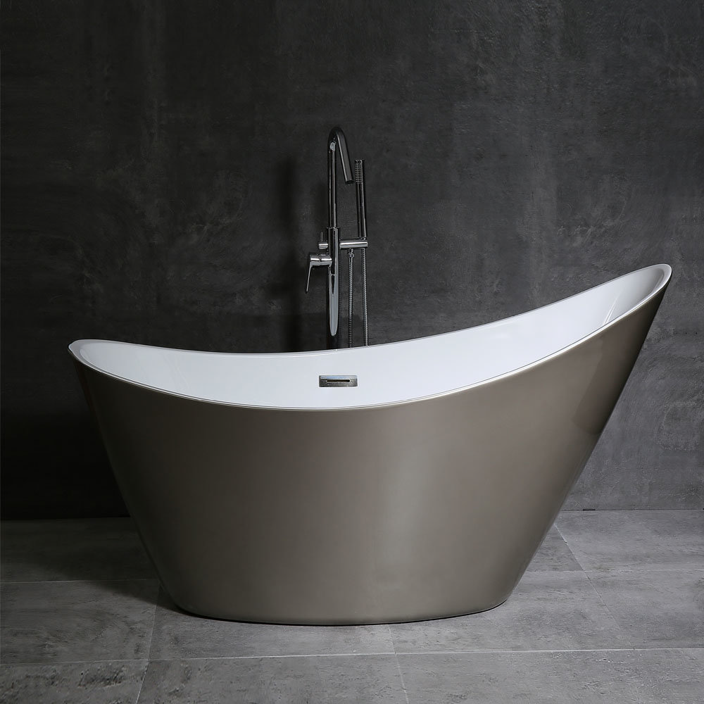 Nova Titanium Silver 1570 Modern Small Free Standing Slipper Bath ...