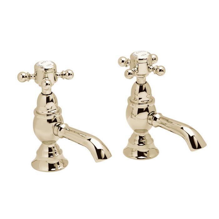 Heritage Hartlebury Vintage Gold Basin Pillar Taps | Victorian Plumbing ...