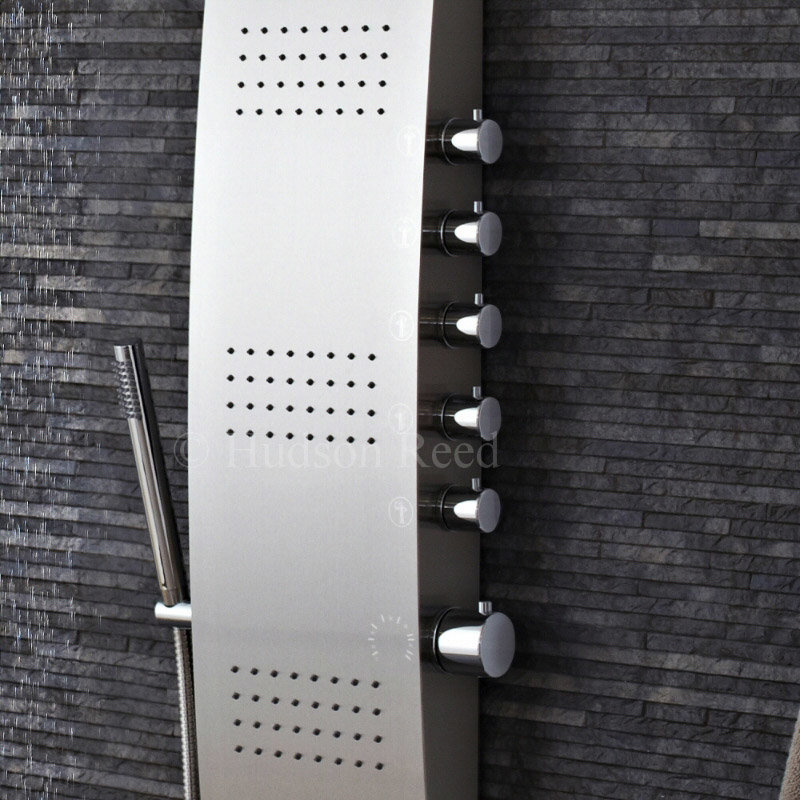 Hudson Reed - Surface Curve Stainless Steel Thermostatic Shower Panel ...