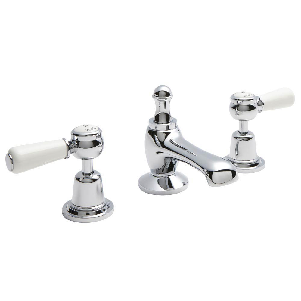 Hudson Reed Topaz Lever 3 Tap Hole Basin Mixer Tap + Pop-Up Waste at ...