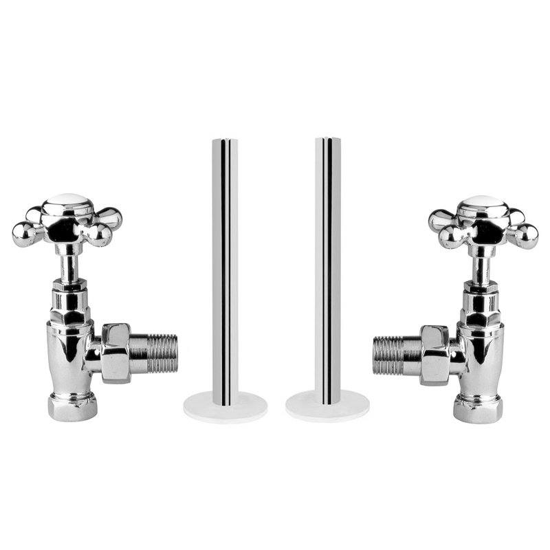 Traditional Chrome Angled Crosstop Radiator Valves (Pairs) - HT300 at ...