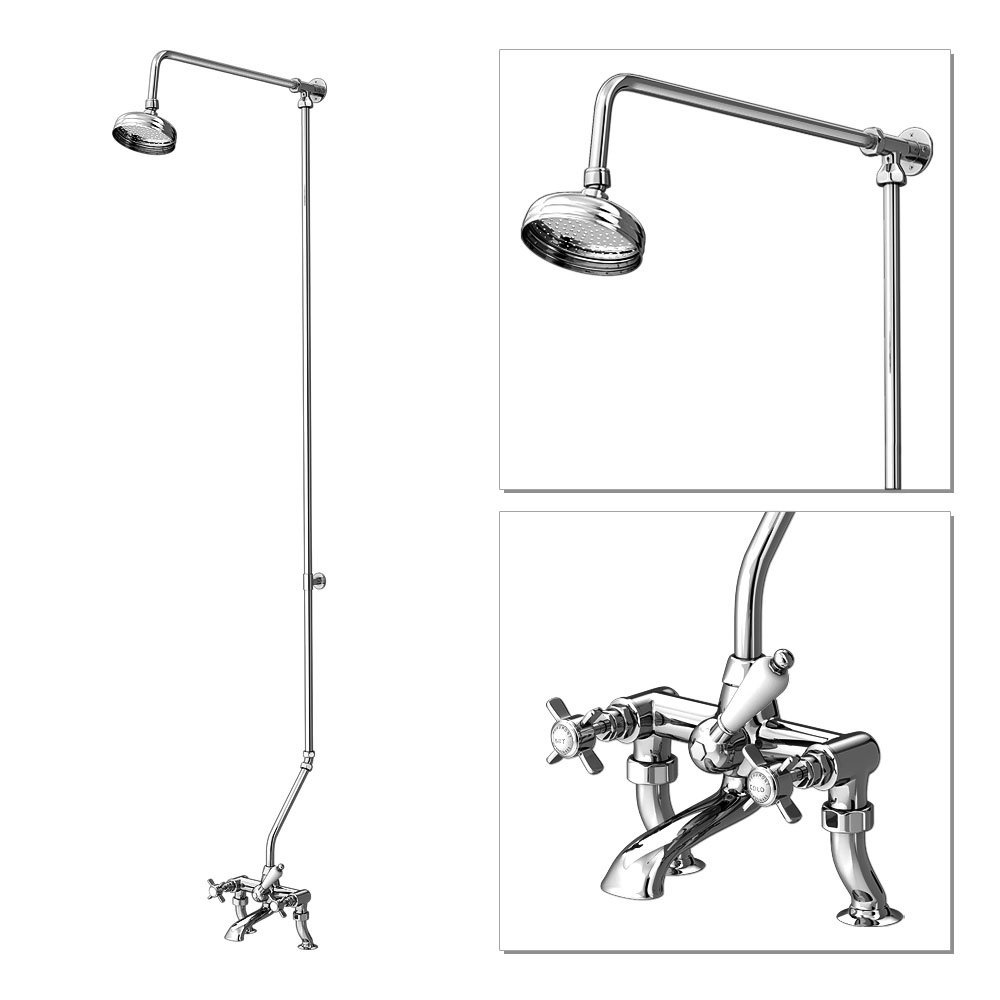 Nuie Traditional 3/4" Cranked Bath/Shower Mixer with Rigid Riser Kit ...
