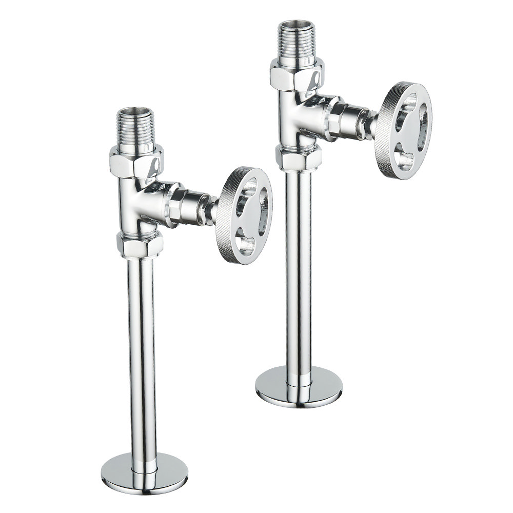 Arezzo Chrome Industrial Style Straight Radiator Valves incl. Stand ...