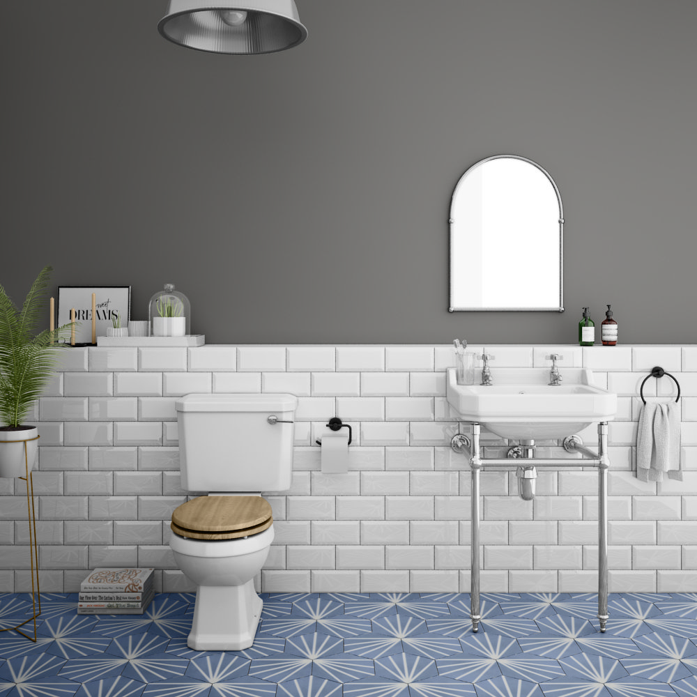 Keswick Traditional Basin & Chrome Wash Stand | 560mm Wide | Online