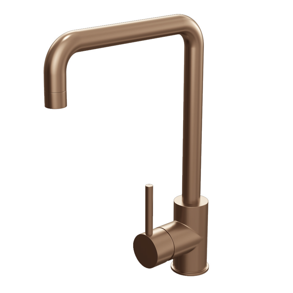 Modern Brushed Copper Kitchen Mixer Tap with Swivel Spout