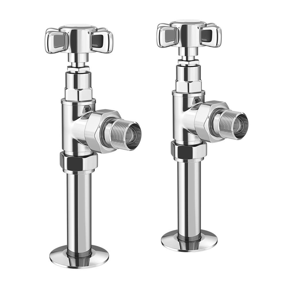 Keswick Chrome Angled Traditional Radiator Valves | Victorian Plumbing
