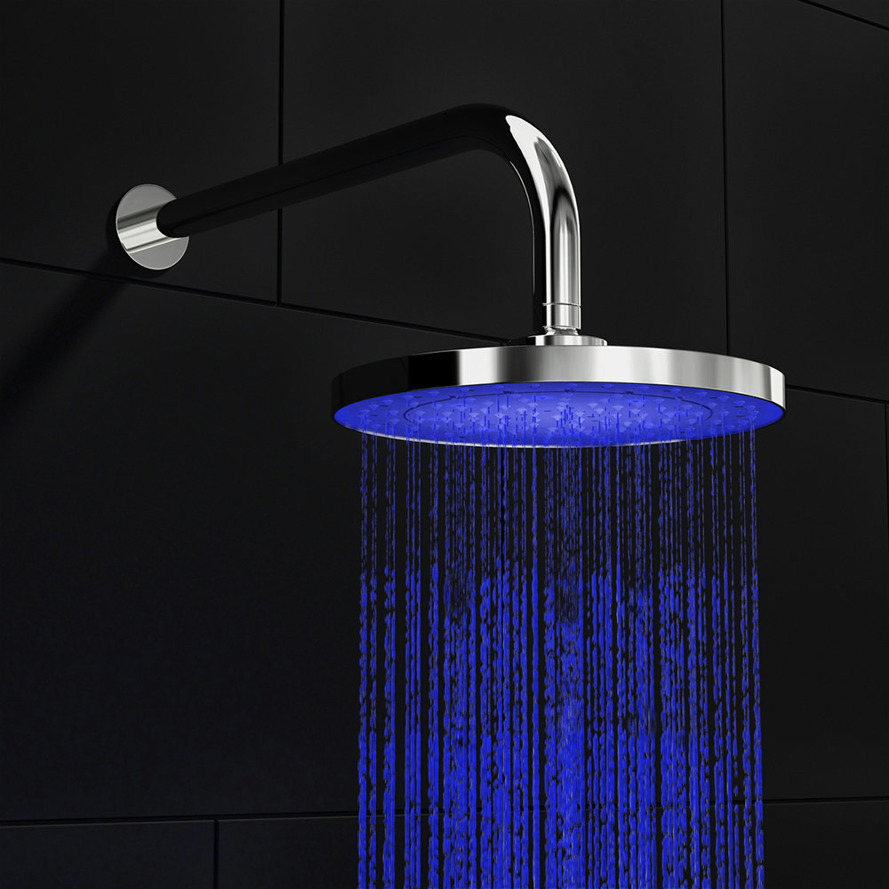 Cruze 200mm Round LED Shower Head with Wall Mounted Arm - Chrome ...