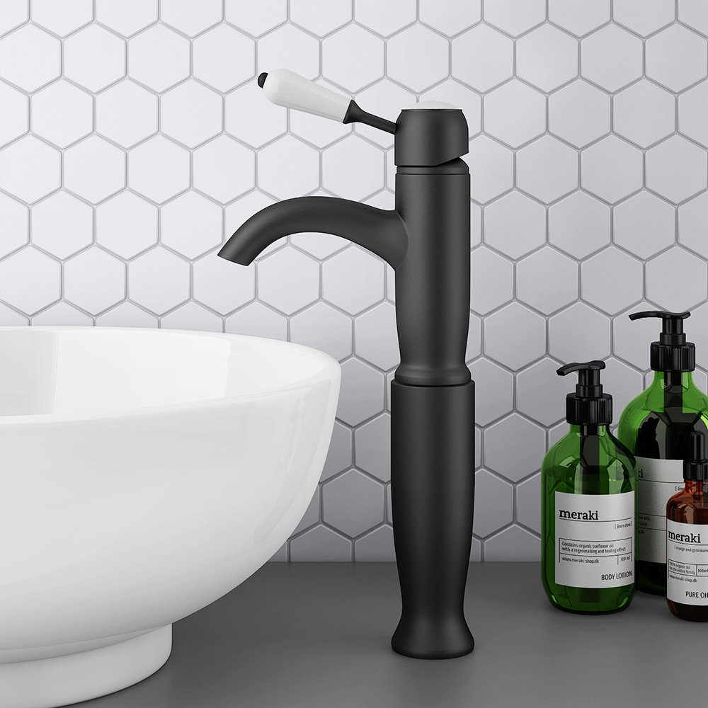 Lancaster Traditional Matt Black Tall Mono Basin Mixer Tap | Victorian ...