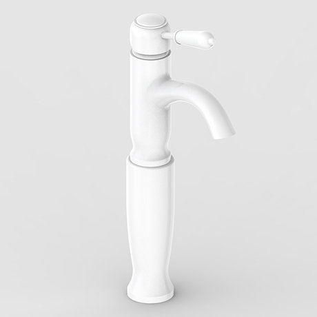 Lancaster Traditional Matt White Tall Mono Basin Mixer Tap | Victorian ...