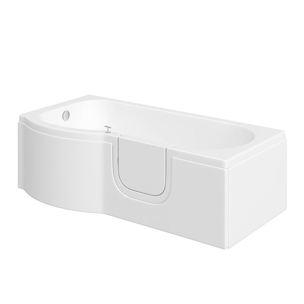 Milton Walk In 1675mm P Shaped Bath | Victorian Plumbing.co.uk