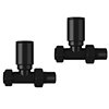 Modern Straight Radiator Valves - Matt Black | Victorian Plumbing UK