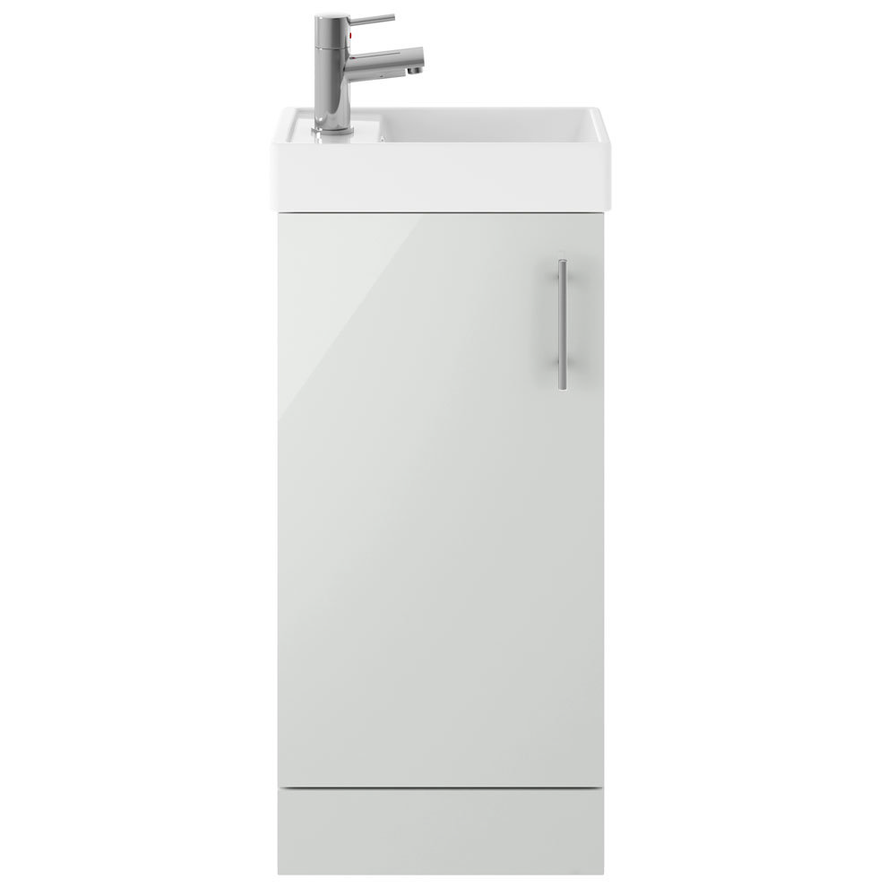 Milan 400mm Gloss Grey Mist Small Floor Standing Vanity Basin Unit
