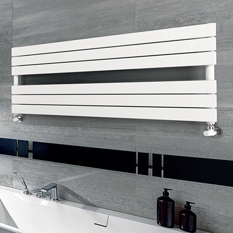 Milan Horizontal Heated Towel Rail - White (534 x 1200mm) | Victorian ...