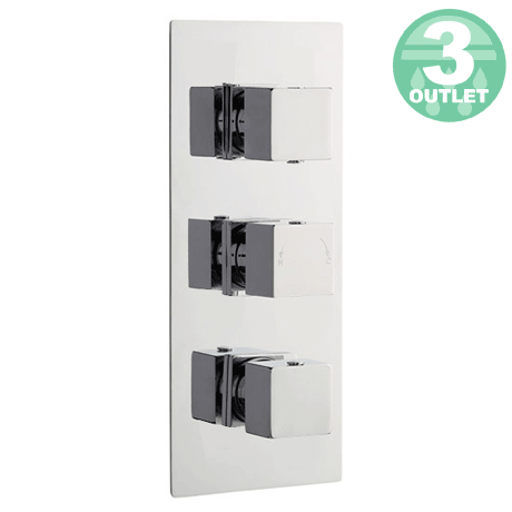 Premier - Modern Square Triple Concealed Thermostatic Shower Valve with ...