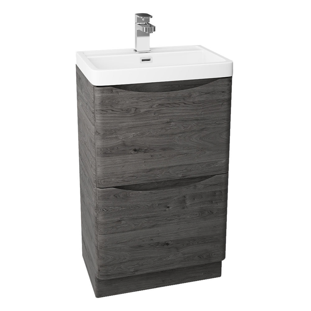 Monza Graphite Oak 500mm Wide Floor Standing Vanity Unit | Victorian ...