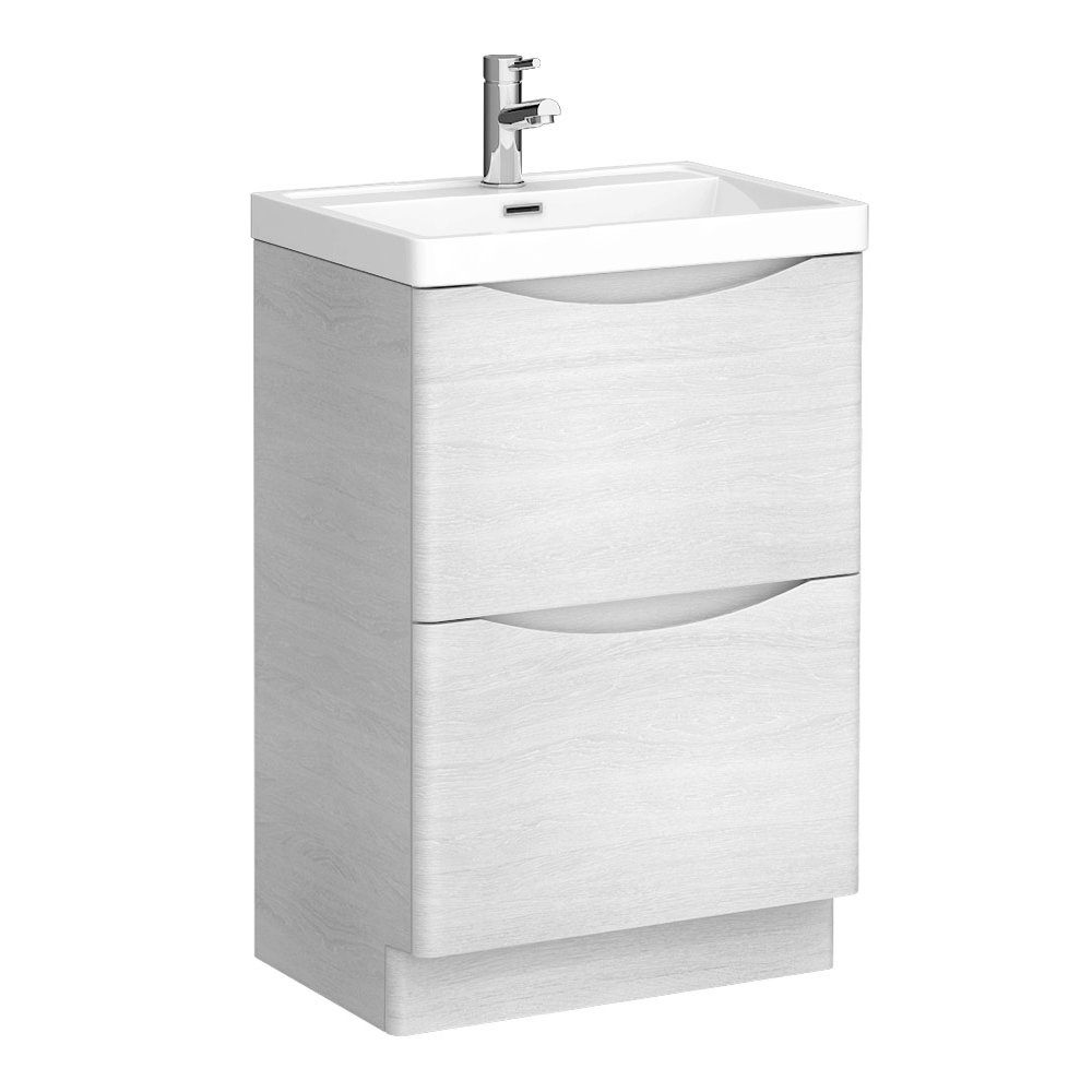 Monza White Ash 500mm Wide Floor Standing Vanity Unit | Victorian ...
